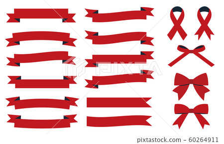 Ribbon set simple red - Stock Illustration [60264911] - PIXTA