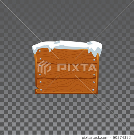 Blank cartoon wooden board with snow cap... - Stock Illustration ...