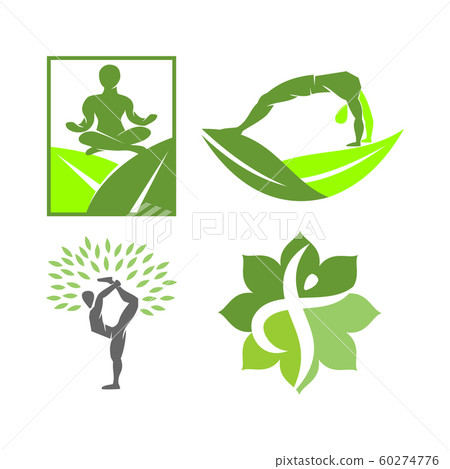 Yoga Leaf logo design emblem meditation vector - Stock Illustration ...