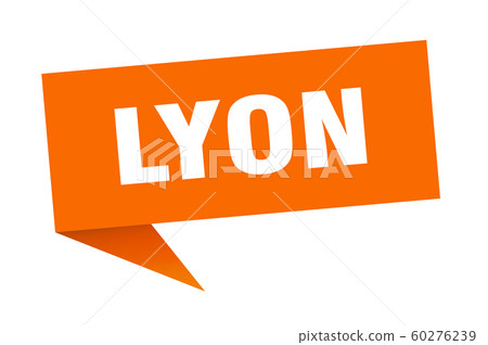 Lyon sticker. Orange Lyon signpost pointer sign - Stock Illustration ...