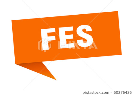 Fes sticker. Orange Fes signpost pointer sign - Stock Illustration ...