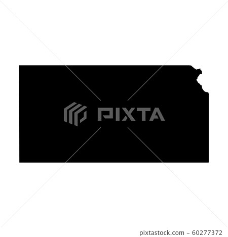 Kansas, state of USA - solid black silhouette... - Stock Illustration ...
