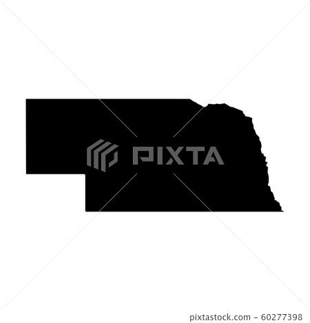 Nebraska, state of USA - solid black silhouette... - Stock Illustration ...