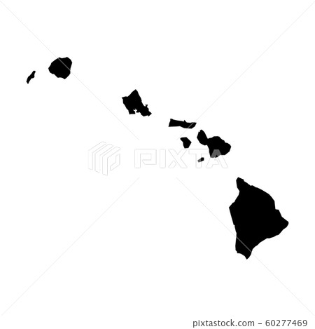 Hawaii, state of USA - solid black silhouette... - Stock Illustration ...