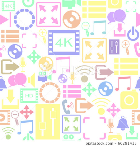 media player seamless pattern background icon. - Stock Illustration ...