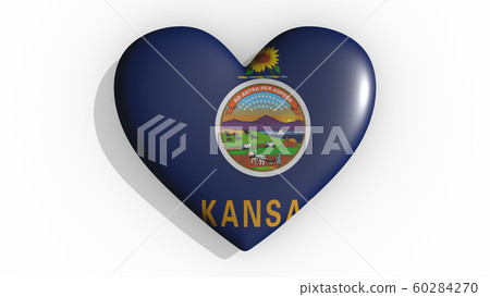 Kansas heart casts shadow on white background,-插圖素材 [60284270] - PIXTA圖庫
