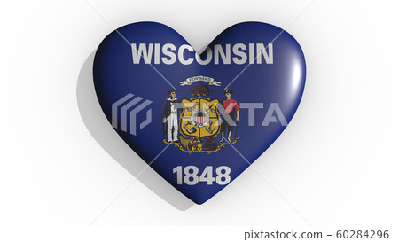 Wisconsin heart casts shadow on white background, - Stock Illustration ...