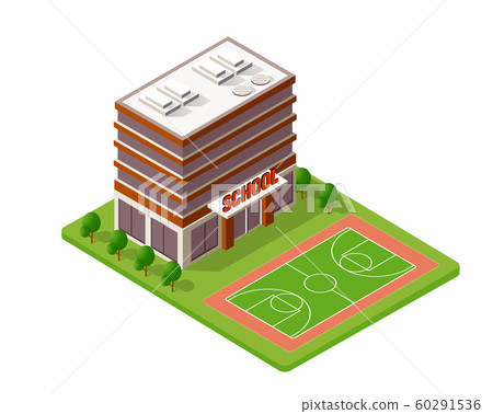 School isometric building study education - Stock Illustration ...