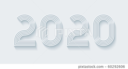 2020 year sign with cut paper effect. - Stock Illustration [60292606 ...