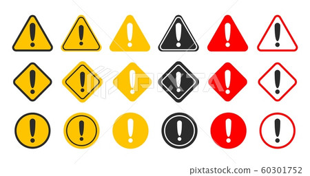 Caution alarm set. Danger sign collection.... - Stock Illustration ...