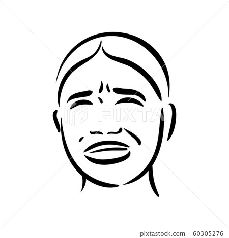 Crying sad woman face icon on white background - Stock Illustration ...