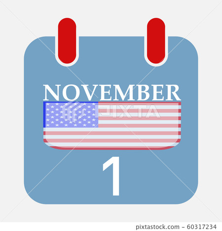 Calendar Icon November 1 with USA flag Vector - Stock Illustration ...