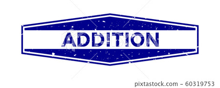 Grunge blue addition word hexagon rubber seal... - Stock Illustration ...
