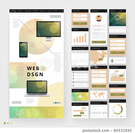 Website template design with interface elements - Stock Illustration ...