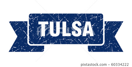 Tulsa ribbon. Blue Tulsa grunge band sign - Stock Illustration ...