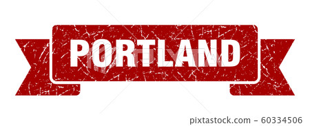Portland ribbon. Red Portland grunge band sign - Stock Illustration ...