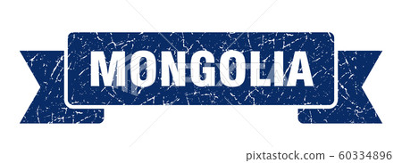 Mongolia ribbon. Blue Mongolia grunge band sign - Stock Illustration ...