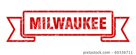 Milwaukee ribbon. Red Milwaukee grunge band sign - Stock Illustration ...