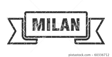Milan ribbon. Black Milan grunge band sign - Stock Illustration ...