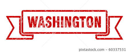 Washington ribbon. Red Washington grunge band sign - Stock Illustration ...