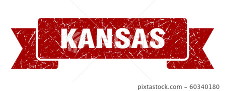 Kansas ribbon. Red Kansas grunge band sign - Stock Illustration ...