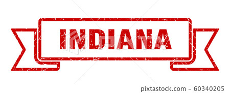 Indiana ribbon. Red Indiana grunge band sign - Stock Illustration ...