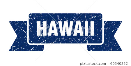 Hawaii ribbon. Blue Hawaii grunge band sign - Stock Illustration ...