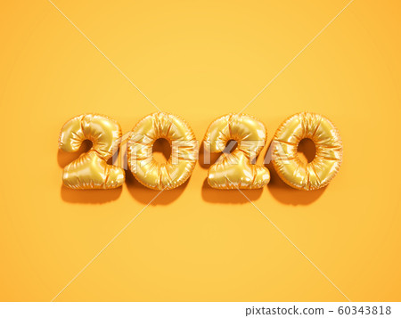 2020 balloon orange golden numbers - Stock Illustration [60343818] - PIXTA