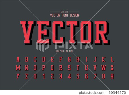 Red font and shadow alphabet vector, Typeface... - Stock Illustration ...