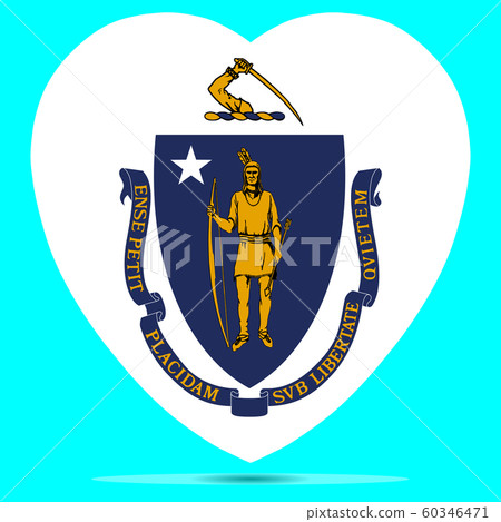 Massachusetts Flag In Heart Shape Vector - Stock Illustration [60346471 ...