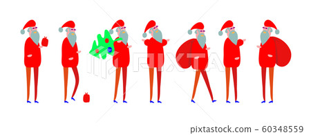 Flat santa claus set simplified. Happy Christmas - Stock Illustration ...