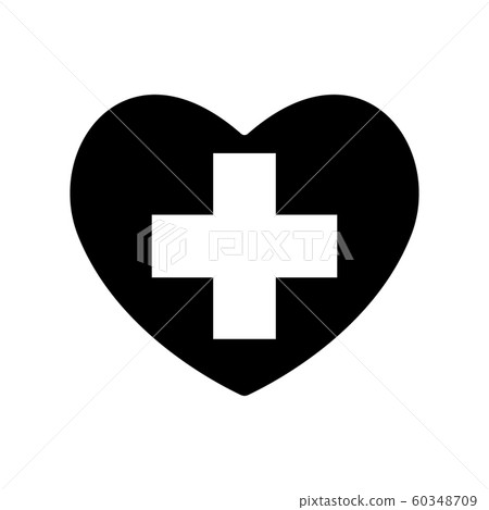 Heart vector black icon, Love symbol. Plus sign-插圖素材 [60348709] - PIXTA圖庫