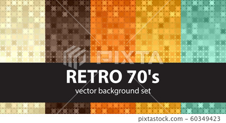 Abstract pattern set "Retro 70's". Vector seamless - Stock Illustration ...