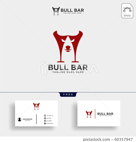 bull bar,or cow horn drink logo template vector - Stock Illustration ...