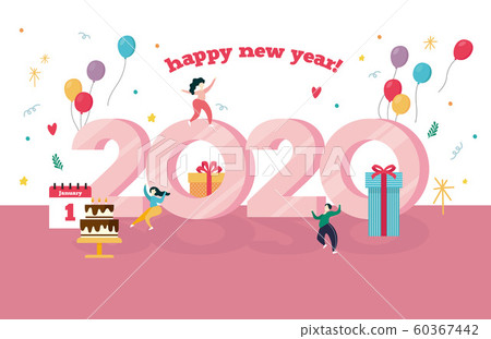 Illustration, calligraphy, new year, 2020 - Stock Illustration ...