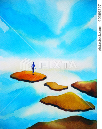human walking art abstract mind spiritual painting - Stock Illustration ...
