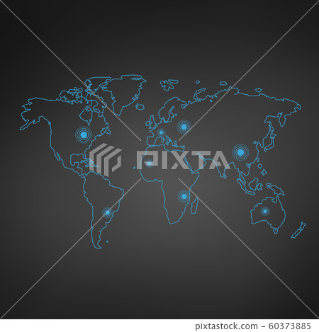 Blue thin line World map contour. education... - Stock Illustration ...