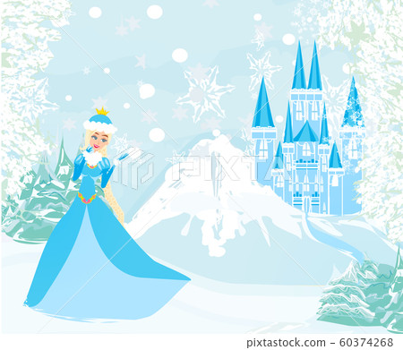 Winter landscape with castle and beautiful - Stock Illustration ...