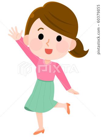 Woman waving, full body illustration - Stock Illustration [60379855 ...