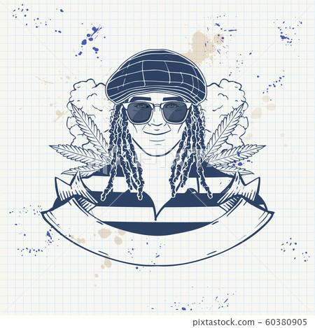 Hand drawn sketch rastaman illustration - Stock Illustration [60380905 ...