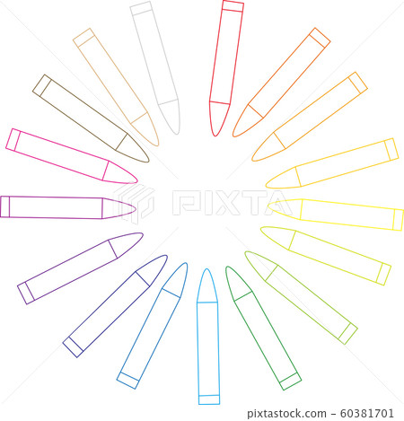 Colorful crayon line drawing - Stock Illustration [60381701] - PIXTA