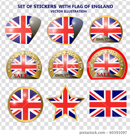 Made in England stickers. Bright set of... - Stock Illustration ...