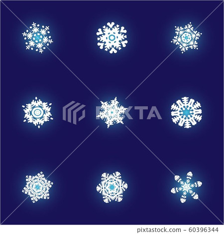 Cute snowflake with shadow on blue background. - Stock Illustration ...