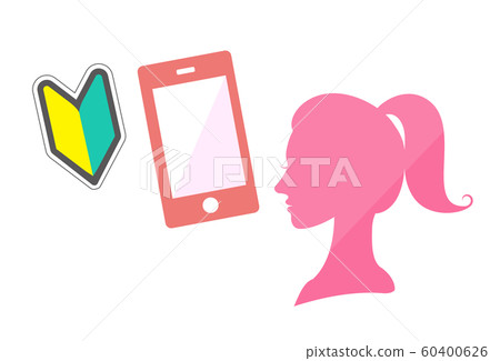 Beginner smartphone SNS and female silhouette - Stock Illustration ...