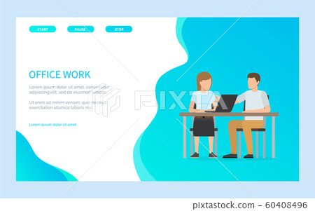 People Working with Computer in Office Vector - Stock Illustration ...