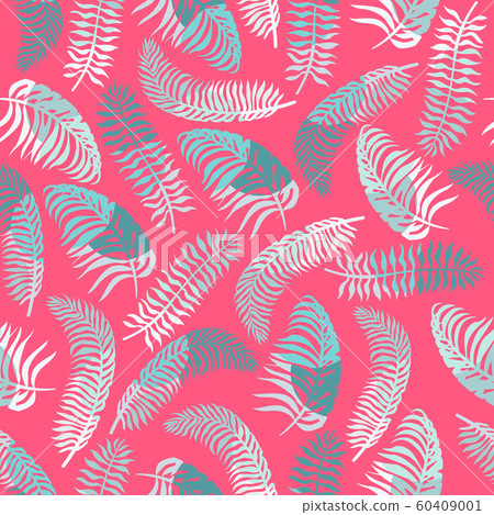Seamless pattern with blue tropical leaves - Stock Illustration ...