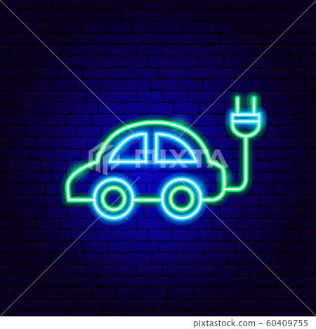 Electro Car Neon Sign - Stock Illustration [60409755] - PIXTA