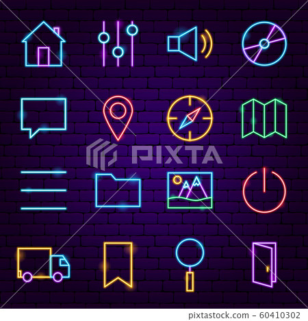User Interface Neon Icons - Stock Illustration [60410302] - PIXTA