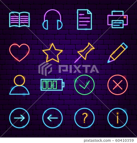 Web UI Neon Icons - Stock Illustration [60410359] - PIXTA