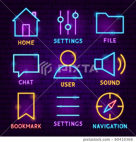 Web UI Neon Label Set - Stock Illustration [60410368] - PIXTA